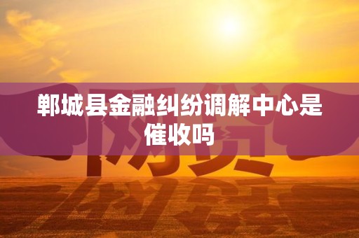 郸城县金融纠纷调解中心是催收吗 - 债务优化 - 三个八科普